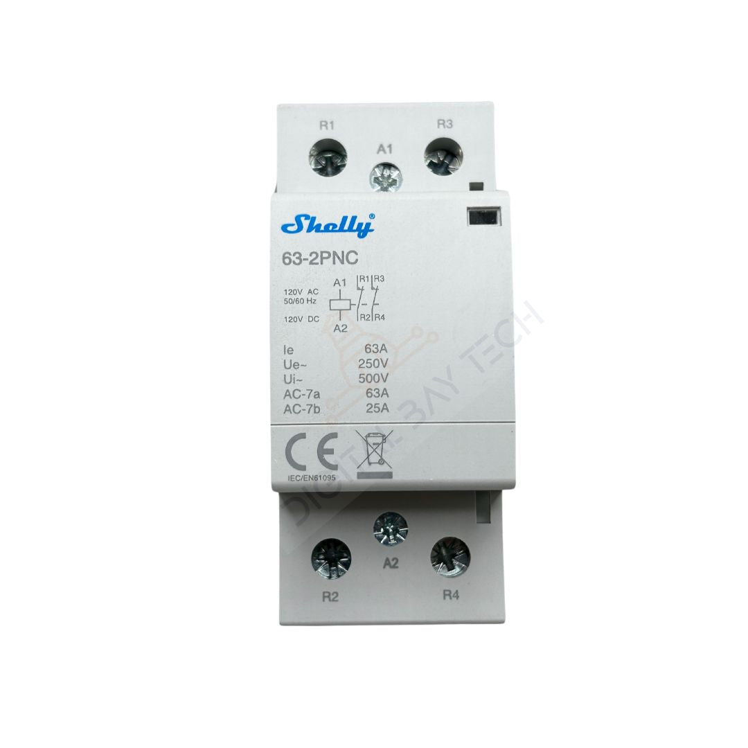 Shelly Contactor 63-2PNC. 63 Amp, 2 Phase Normally Closed Din Rail Con ...