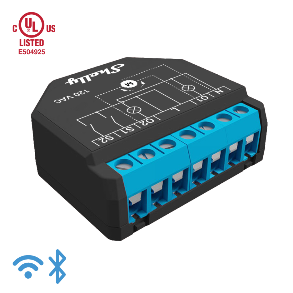 Shelly Plus 2 PM UL. 2 channel wifi smart relay with power consumption ...