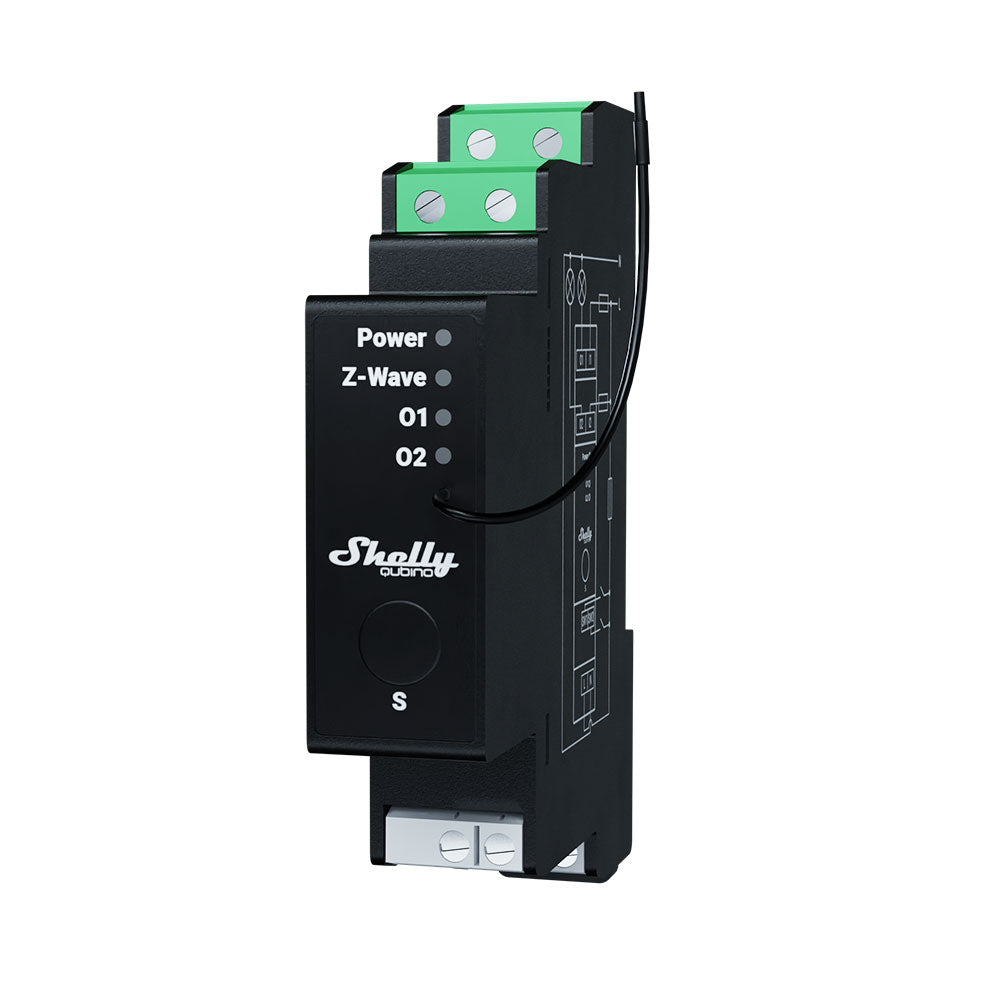 Shelly Wave Pro 2PM. Professional 2-channels DIN rail Z-Wave smart rel ...